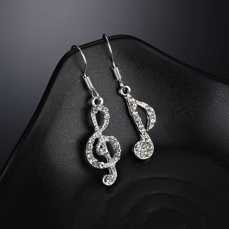 Rhinestone Musical Notes Earrings – The Guitar Zone
